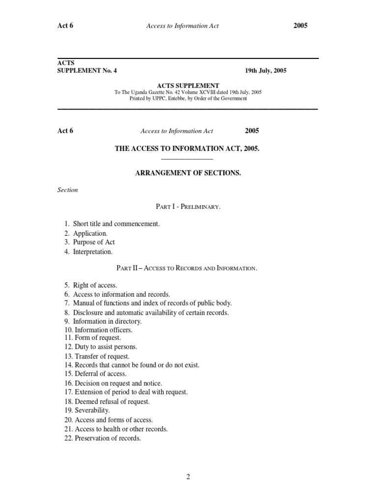 The Access To Information Act 2005 | PDF | Freedom Of Information Laws ...