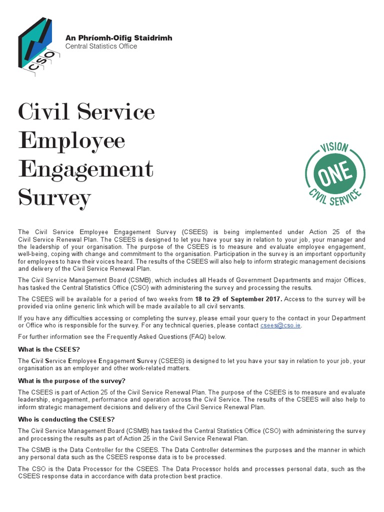 Civil Service Employee Engagement Survey: An Phríomh-Oifig Staidrimh ...