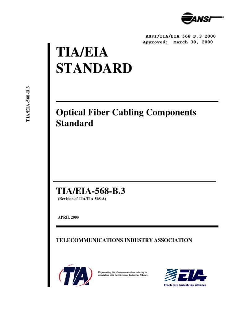 Tia/Eia Standard: Optical Fiber Cabling Components Standard | PDF ...