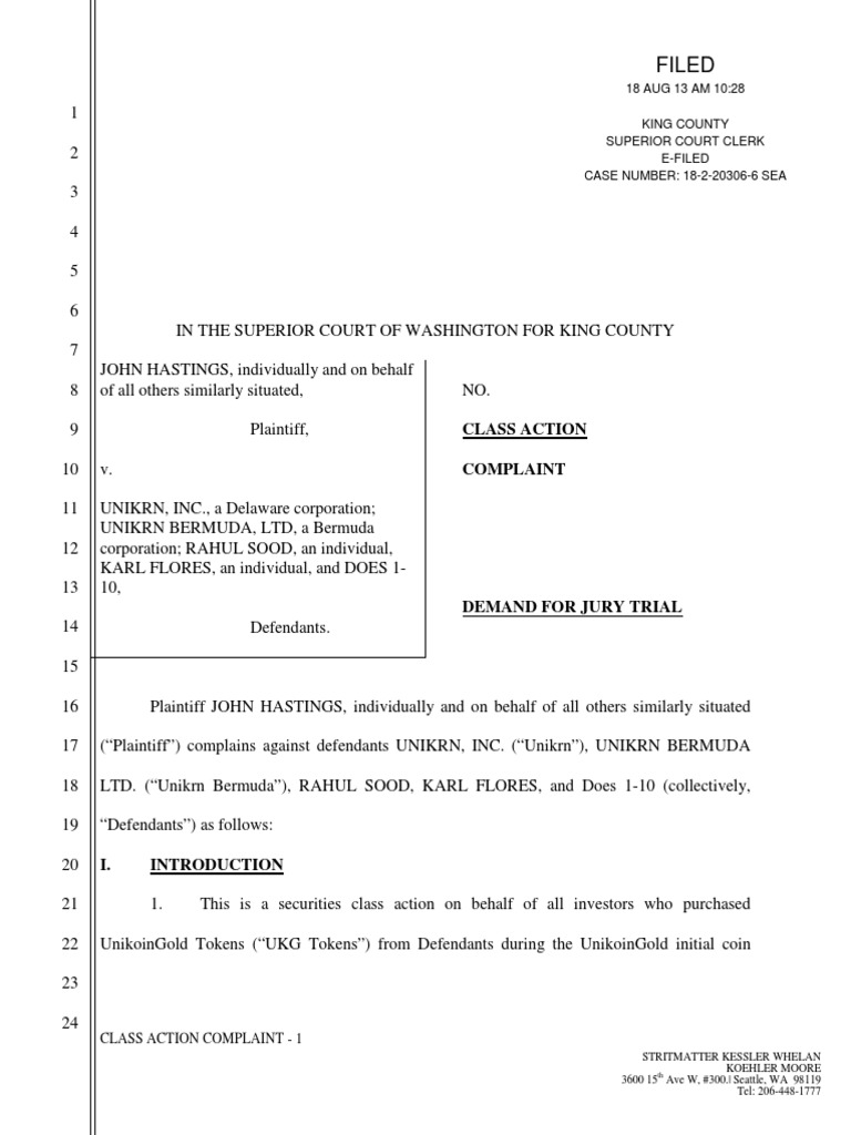 Filed: Class Action Complaint | PDF | Securities Act Of 1933 ...