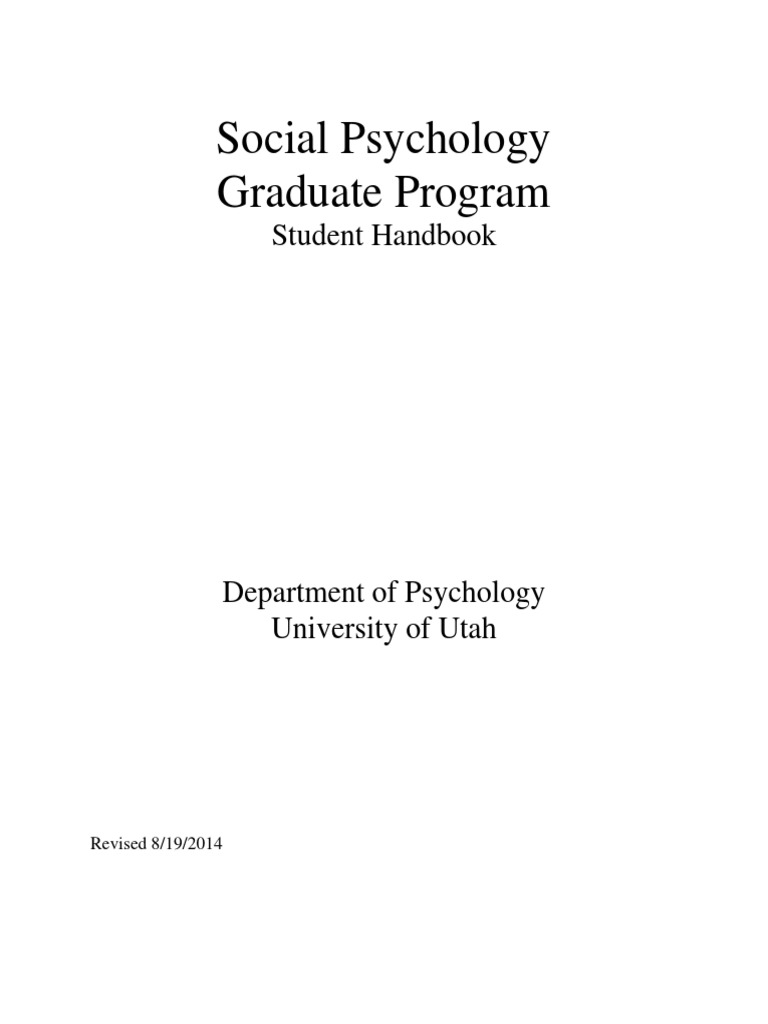 Social Psychology Handbook PHD | PDF | Thesis | Graduate School