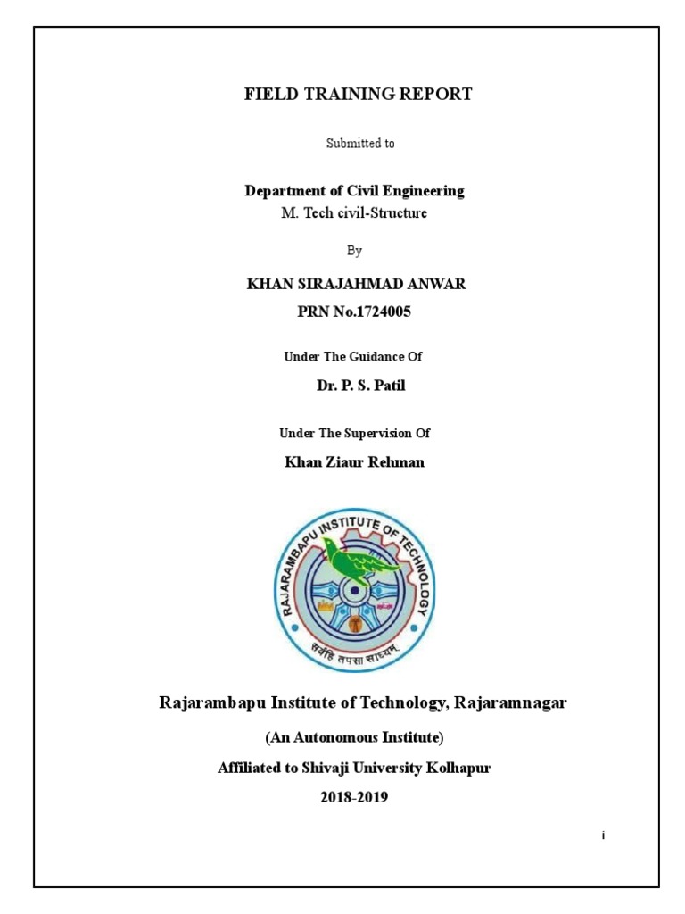 Field Training Report: Department of Civil Engineering | PDF | Science ...