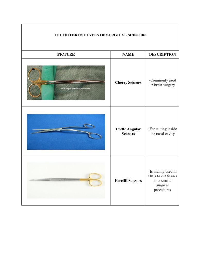 The Different Types of Surgical Scissors | PDF | Surgical Suture | Surgery