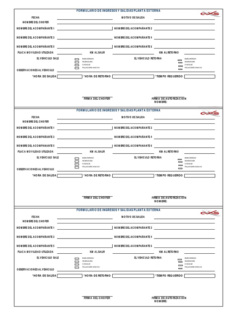 Formulario de Salida de Transporte PDF | PDF