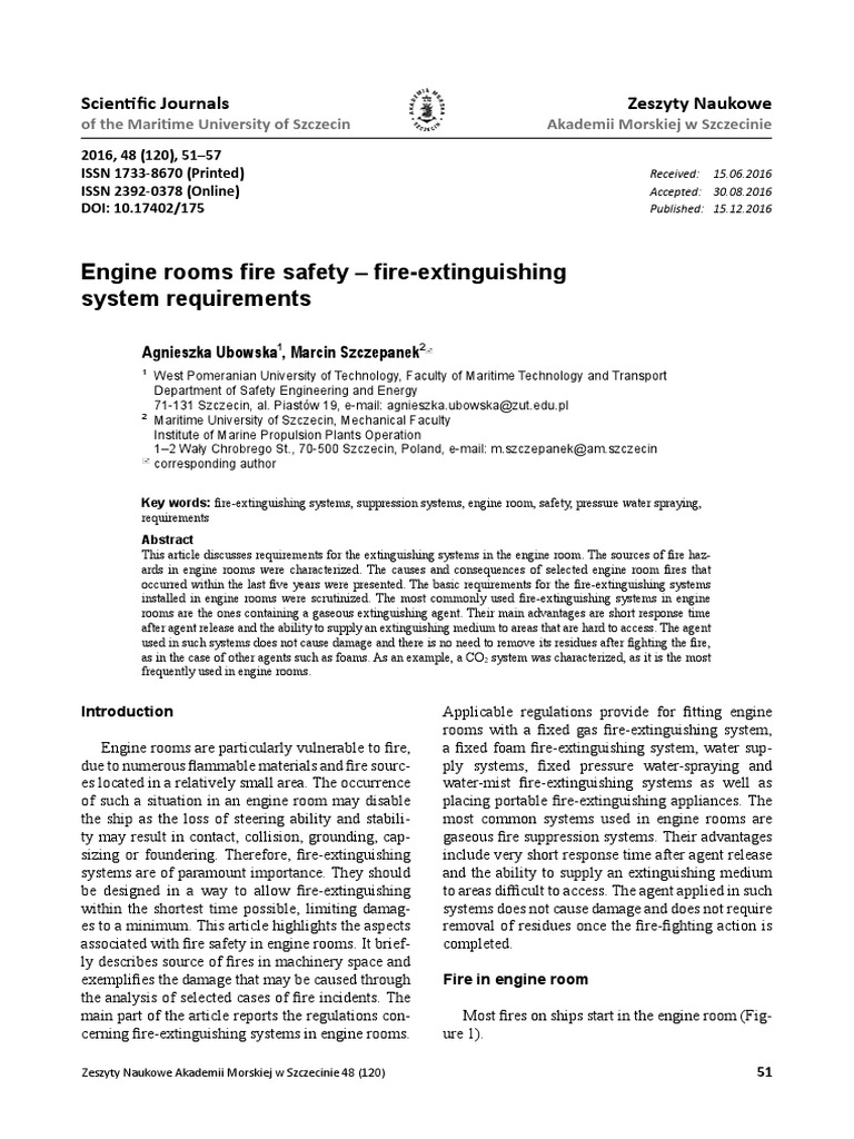 Engine Rooms Fire Safety - Fire-Extinguishing System Requirements | PDF ...