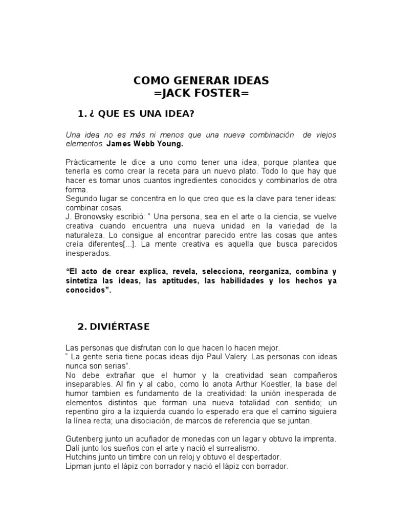 Como Generar Ideas | PDF | Creatividad | Sicología