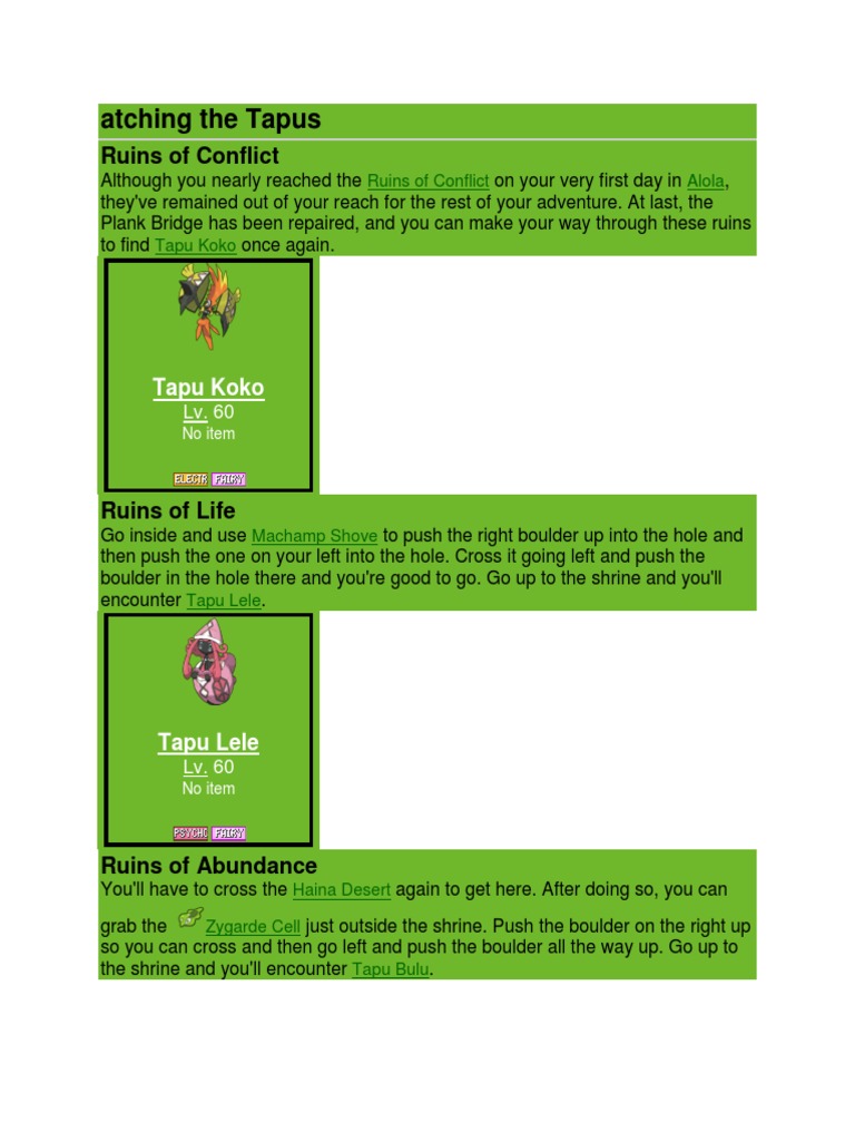 Atching The Tapus: Ruins of Conflict | PDF | Pokémon | Nature