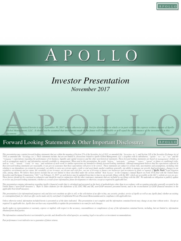 Apollo Global Management, LLC Nov Investor Presentation VFinal | PDF ...
