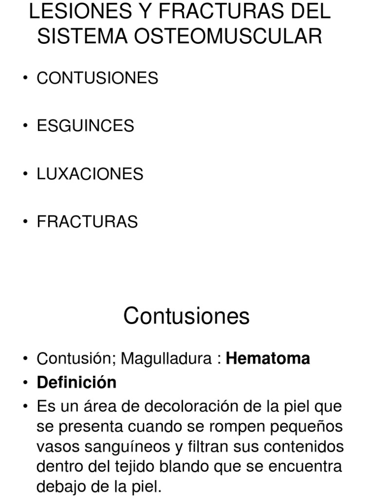 Lesiones Osteomusculares: Contusiones y Hematomas | PDF | Hueso | Sangre
