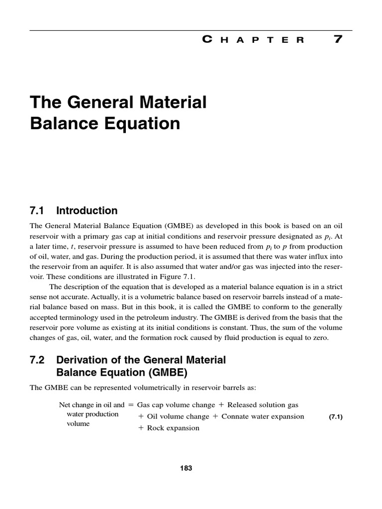 The Derivation of the General Material Balance Equation: A Volumetric ...