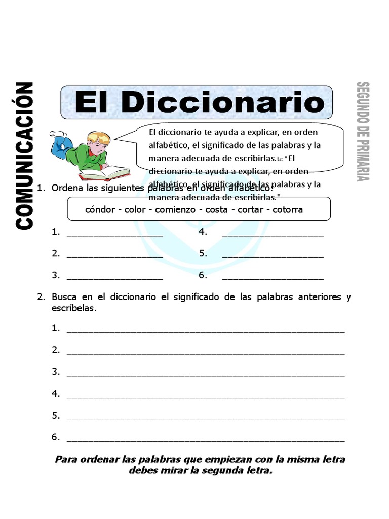 Ficha de El Diccionario Para Segundo de Primaria