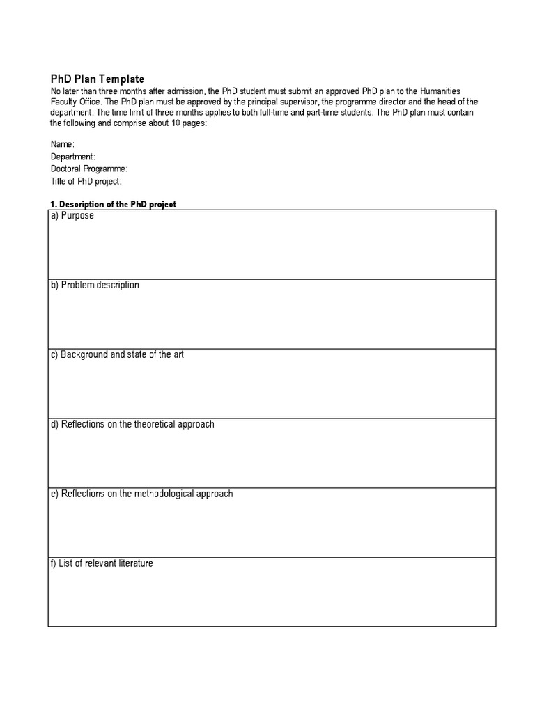 Template PHD Plan Hum Aau | PDF