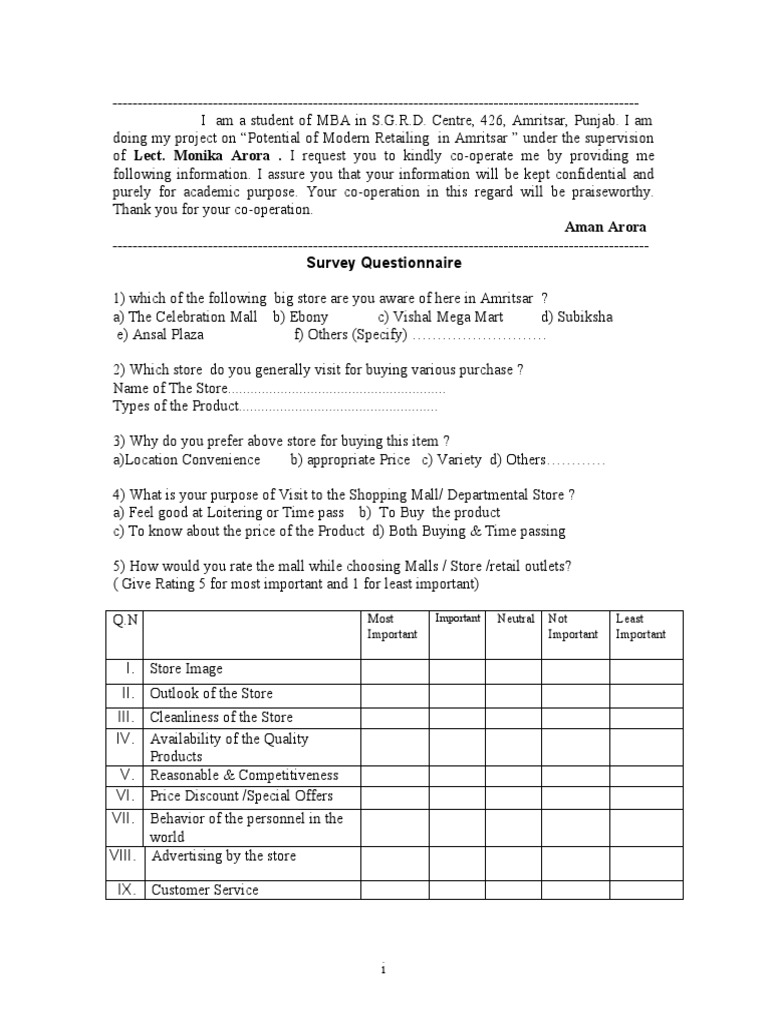 Most Important Neutral Not Important Least Important | PDF | Retail ...