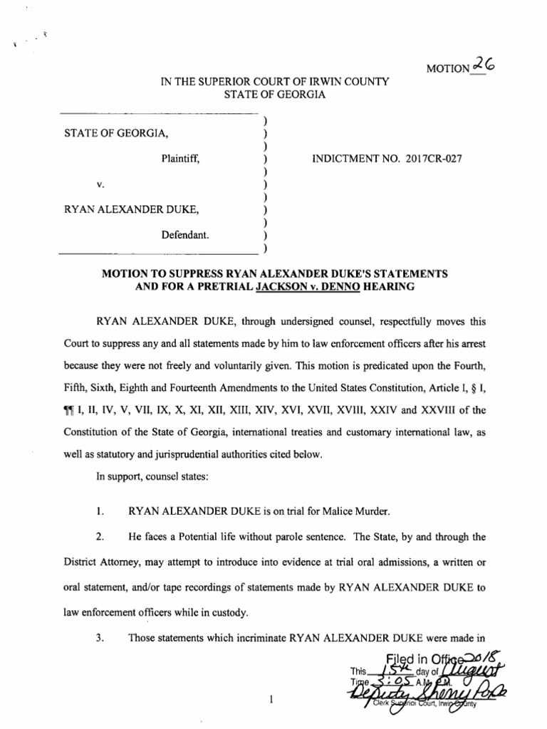 Motion to Suppress Statements