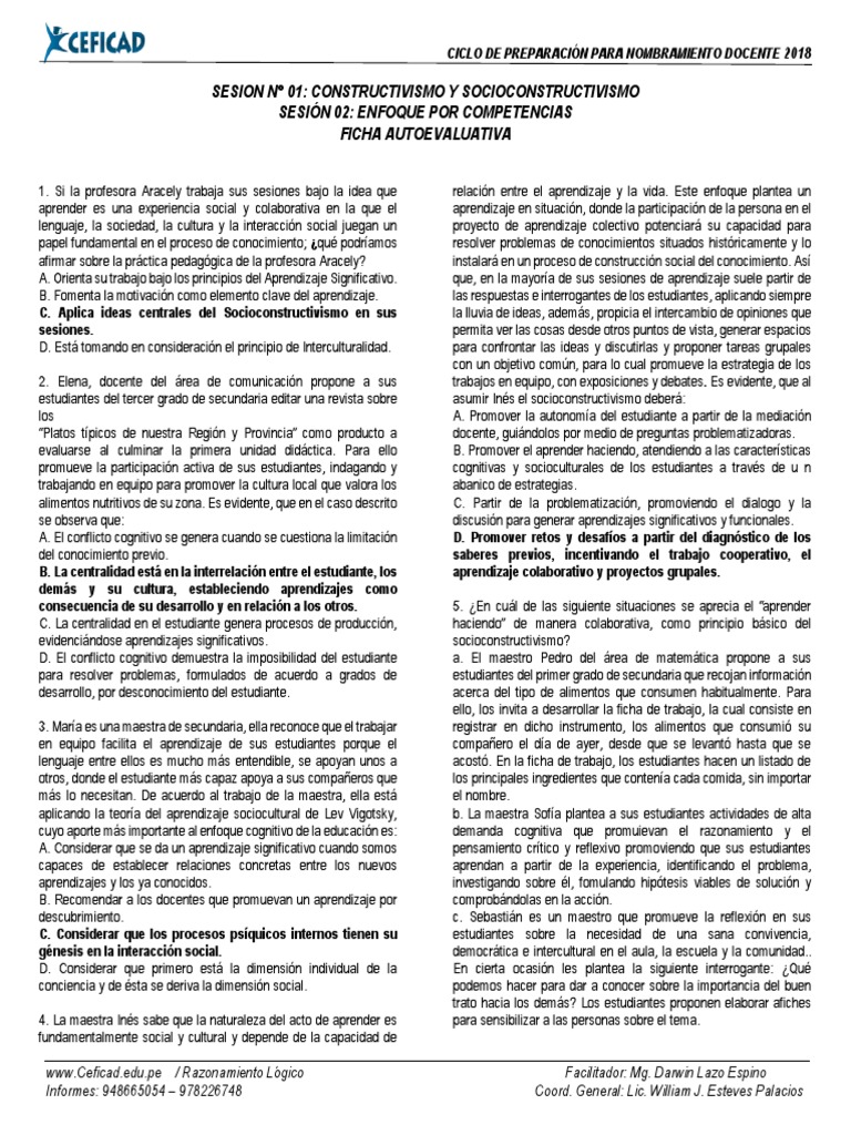 Preparación Docente: Socioconstructivismo | PDF | Aprendizaje | Maestros