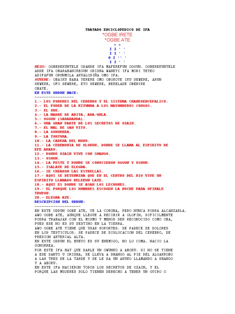 Tratado Enciclopédico de IFA: OGBE ATE | PDF