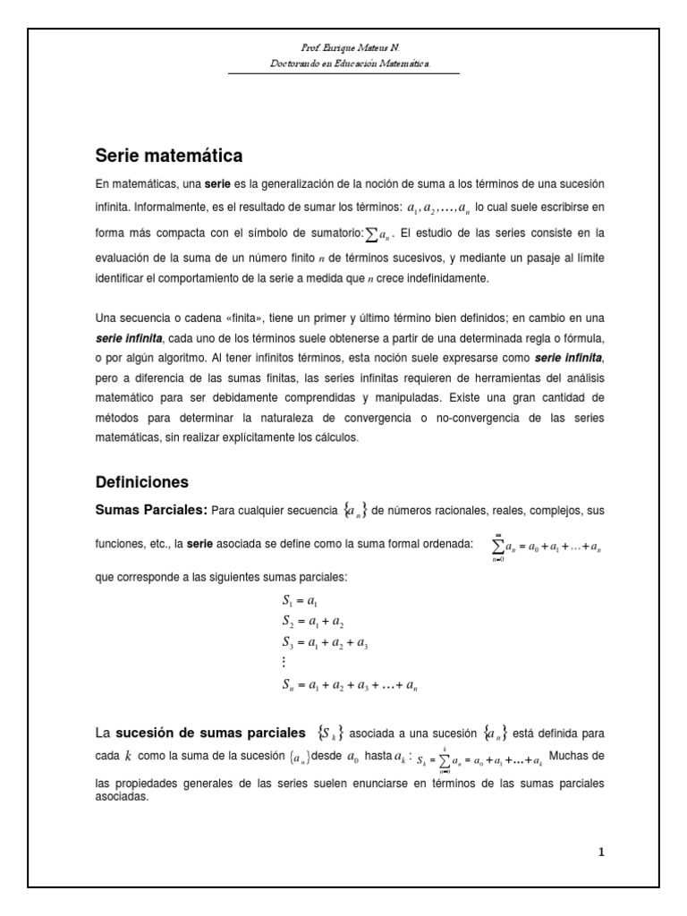 Serie Matemtica | PDF | Series (Matemáticas) | Enseñanza de matemática