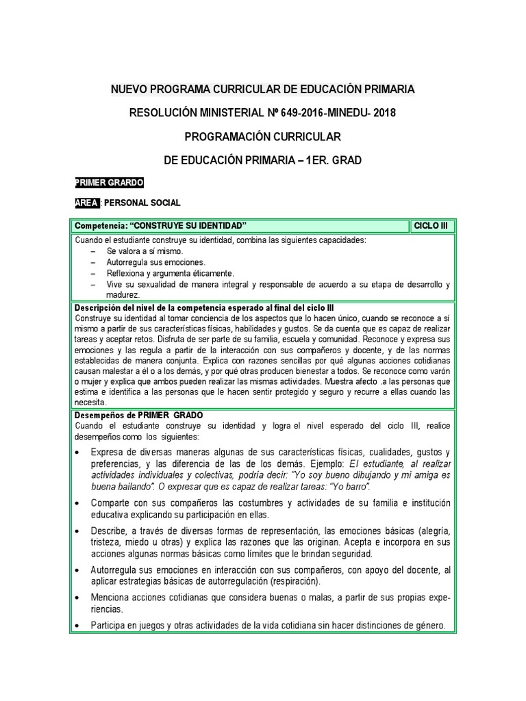 Curriculo Precisado Primer Grado | PDF | Longitud | Toma de decisiones