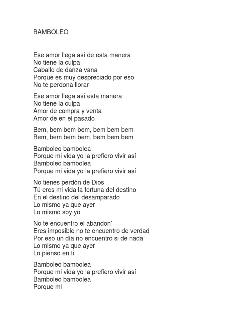 Bamboleo Letra | PDF