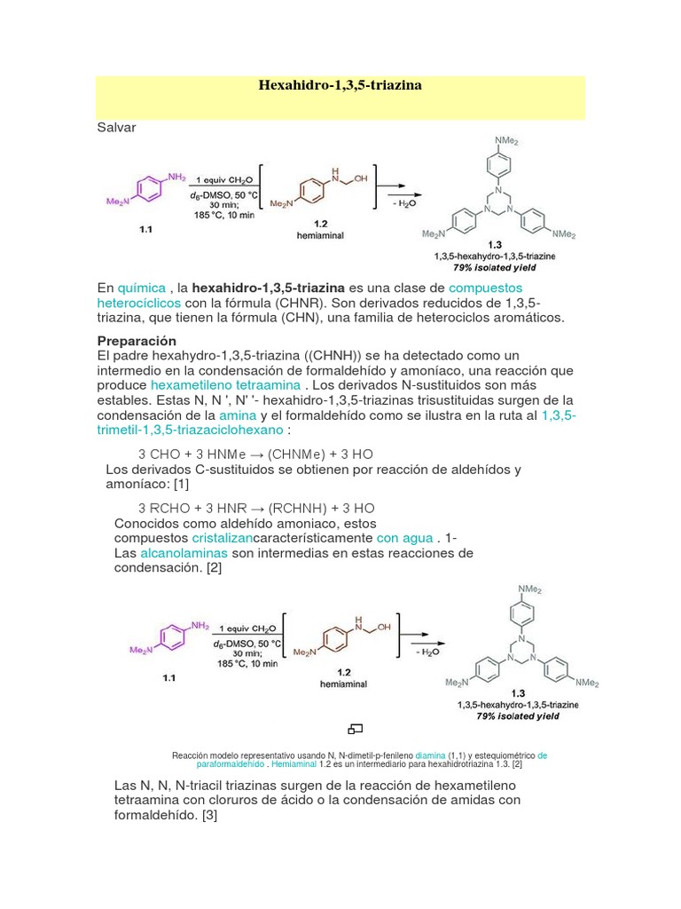 Hexahidro 1,3,5 Triazina | PDF | Grupo funcional | Compuestos de carbono