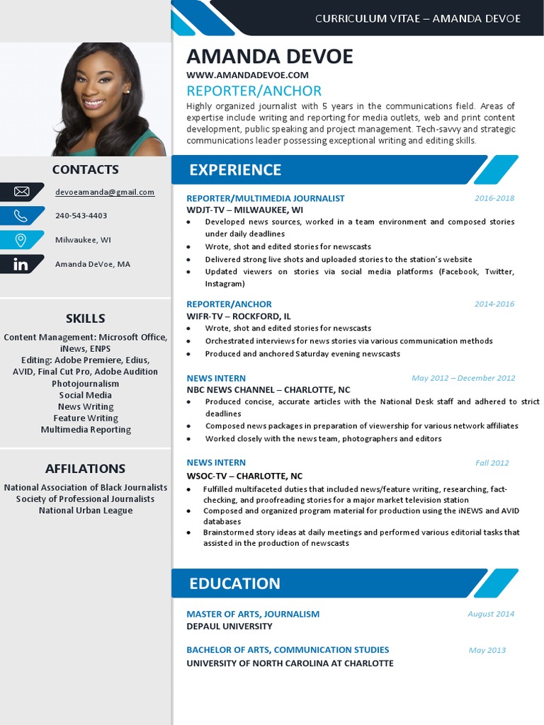 Amanda DeVoe NABJ Resume | PDF | News Broadcasting | News Media