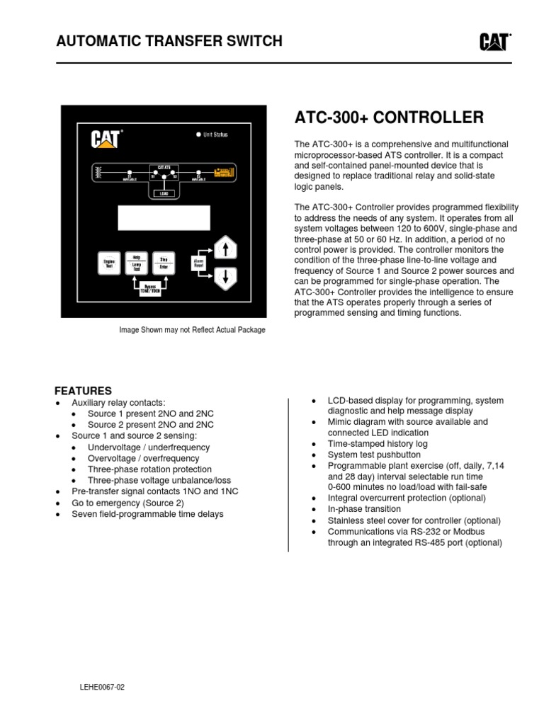 Atc-300+ Controller: Automatic Transfer Switch | PDF | Hertz | Relay