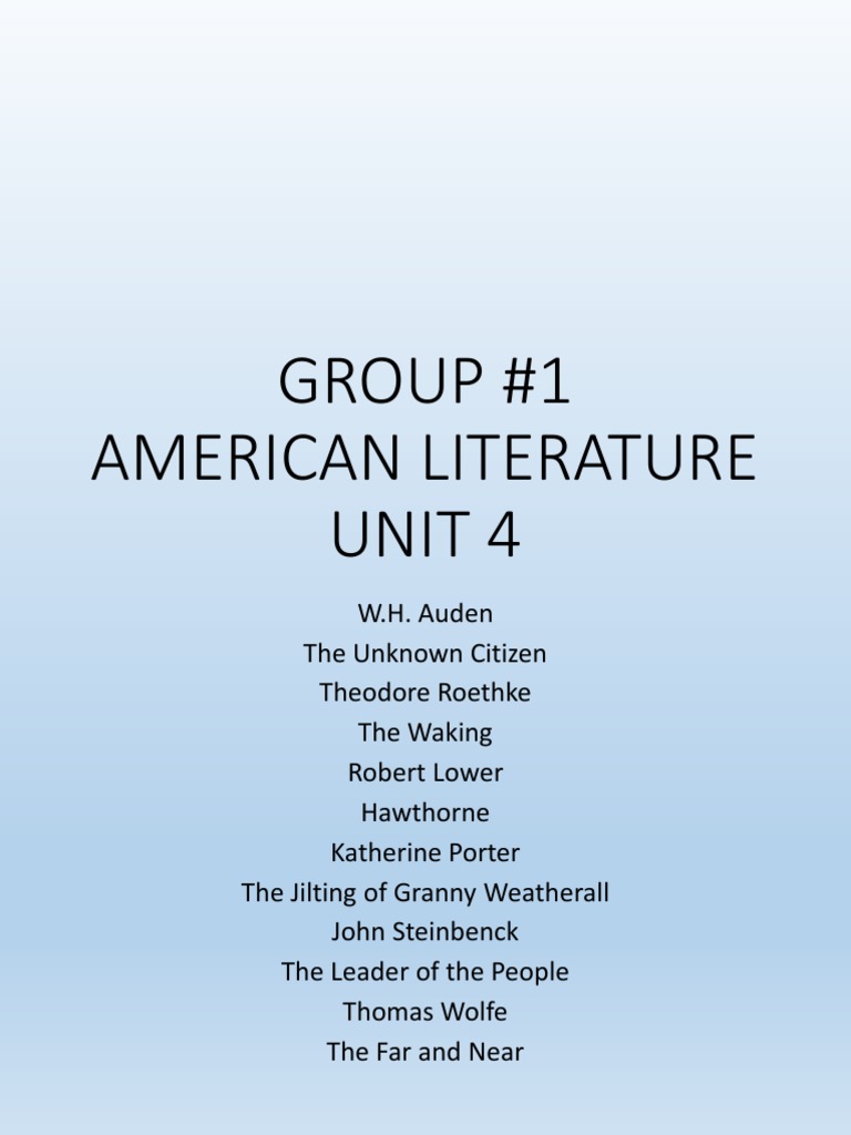 American Literature Unit 4 Analysis | PDF