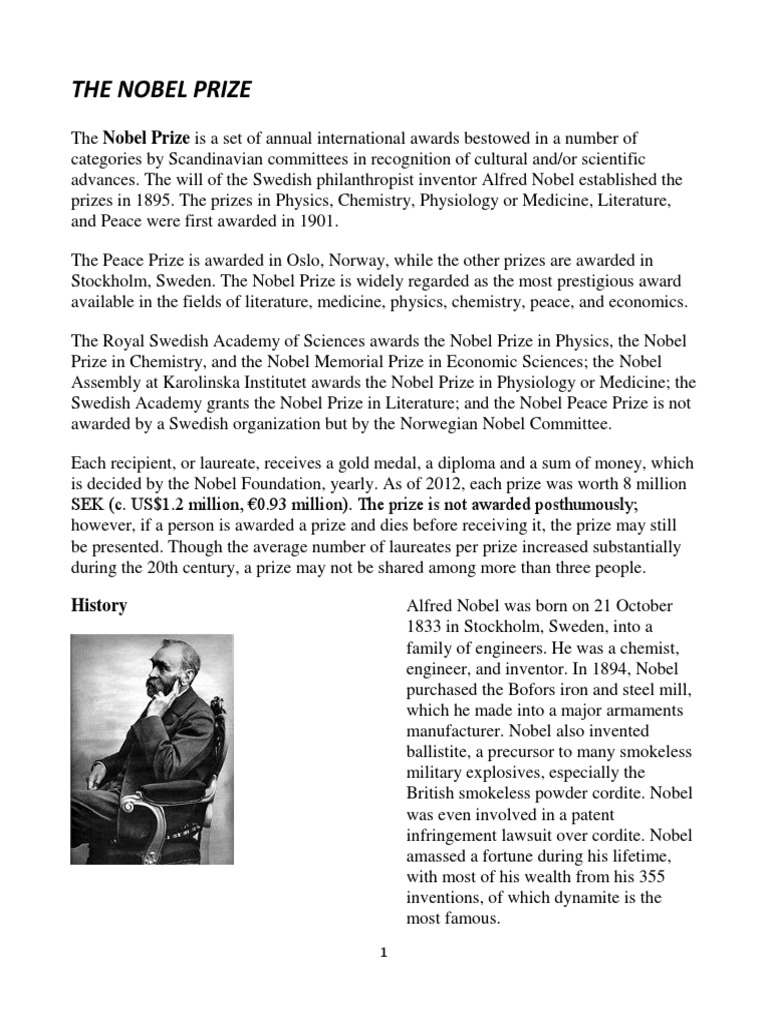 10-The Nobel Prize | PDF | Nobel Prize | Awards