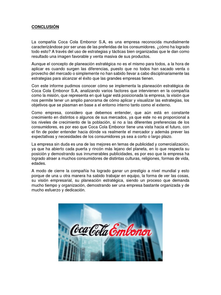 Conclusión Coca Cola | PDF