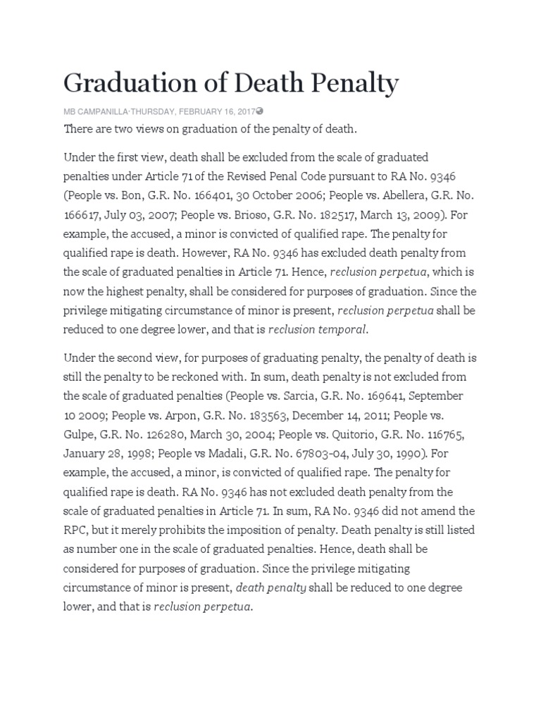 Graduation of Death Penalty | PDF | Supreme Courts | Constitutional Law