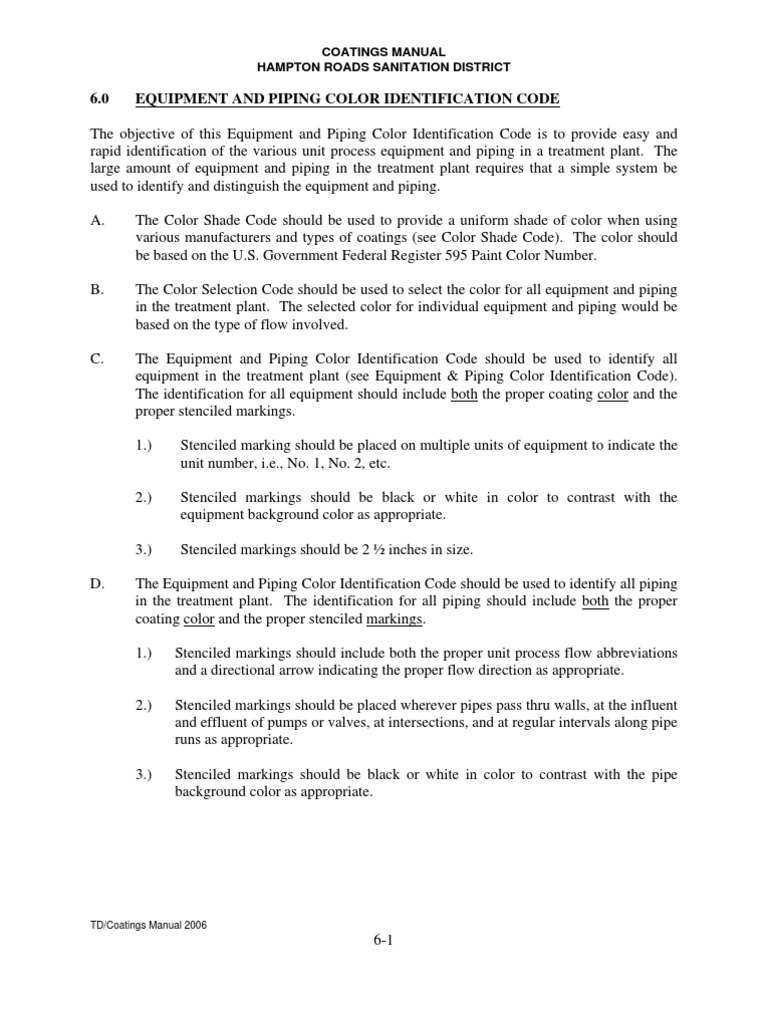 Piping Color Coding | PDF | Sewage Treatment | Storm Drain