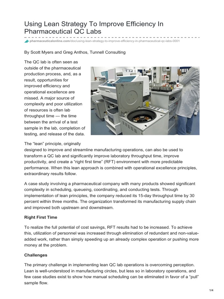 Using Lean Strategy To Improve Efficiency in Pharmaceutical QC Labs ...