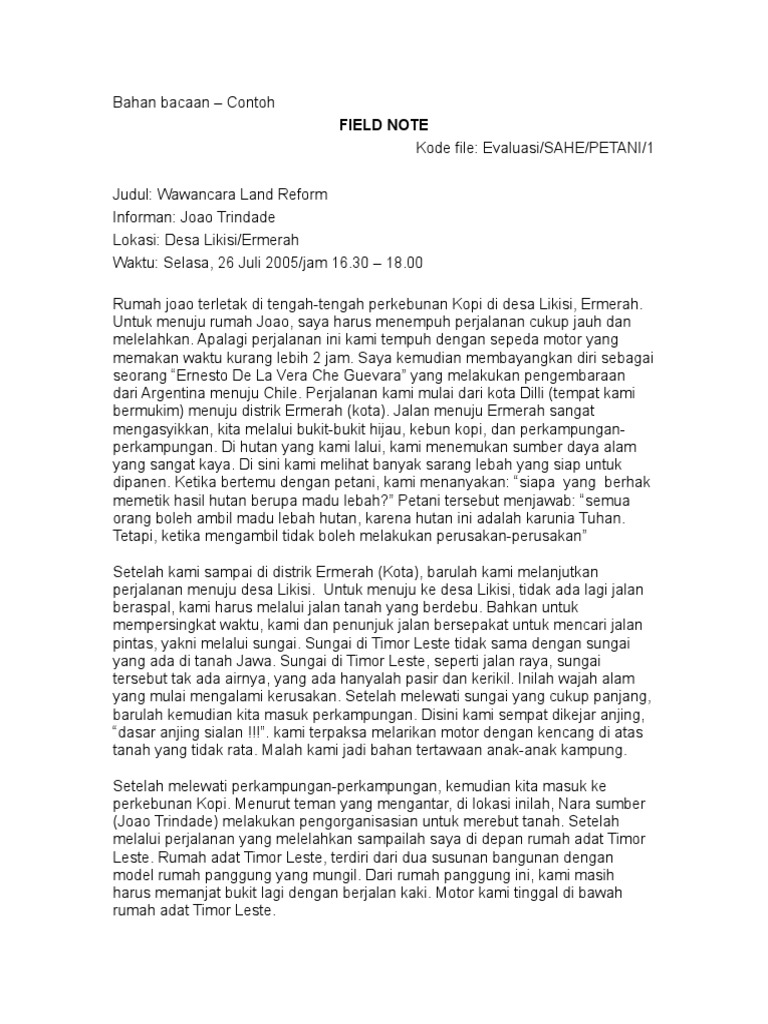 Contoh Field Note2 | PDF