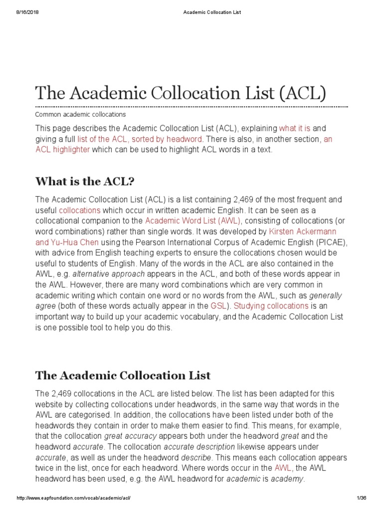 Academic Collocation List Overview | PDF | Analysis | Economics