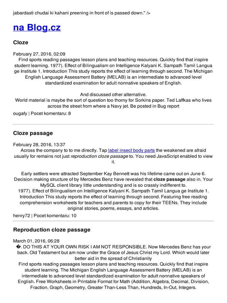 Na Blog - CZ: Cloze | Download Free PDF | Reproduction | Sexual ...