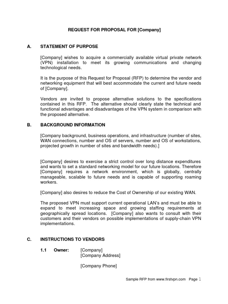 Sample Rfp 1 Pdf Virtual Private Network Technical Support