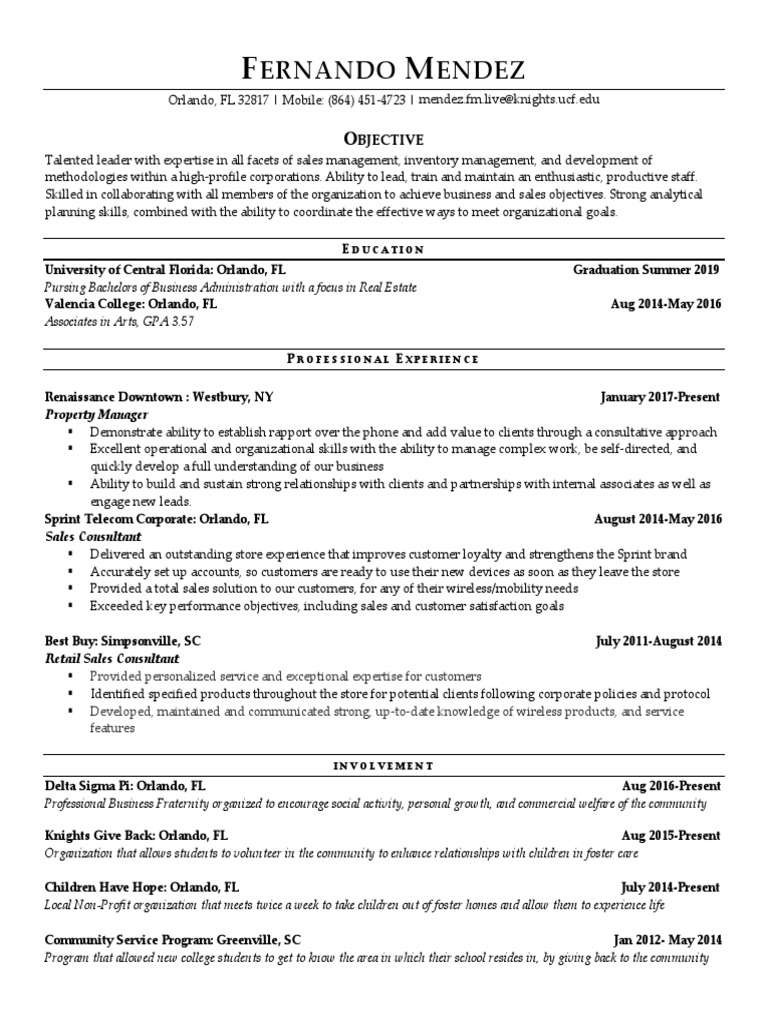 Mendez Fernando Resume | PDF | Sprint Corporation | Sales