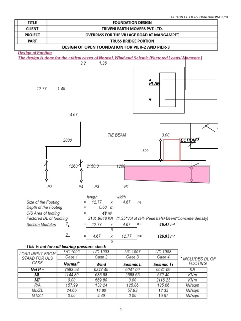 Design of Open Foundation For Pier-2 and Pier-3 | PDF