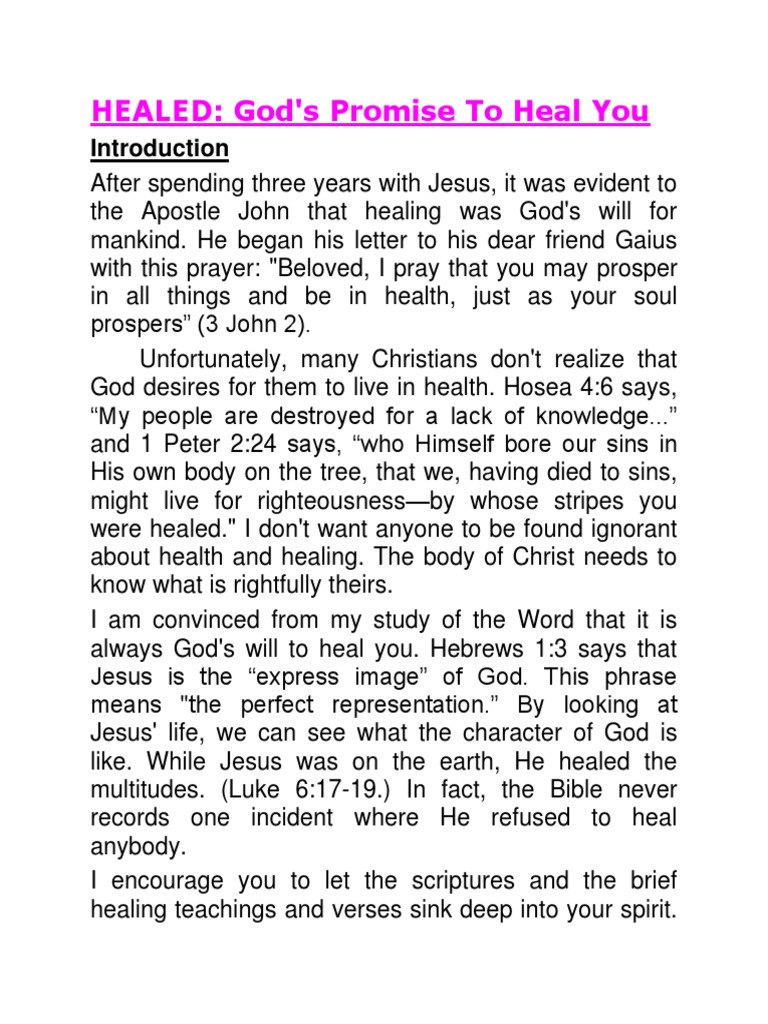 HEALED: God's Promise To Heal You | PDF | God In Christianity | Grace ...