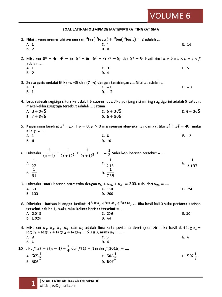 Latihan Dasar Olimpiade Matematika Sma - Vol 06 | PDF | Metode & Bahan Ajar
