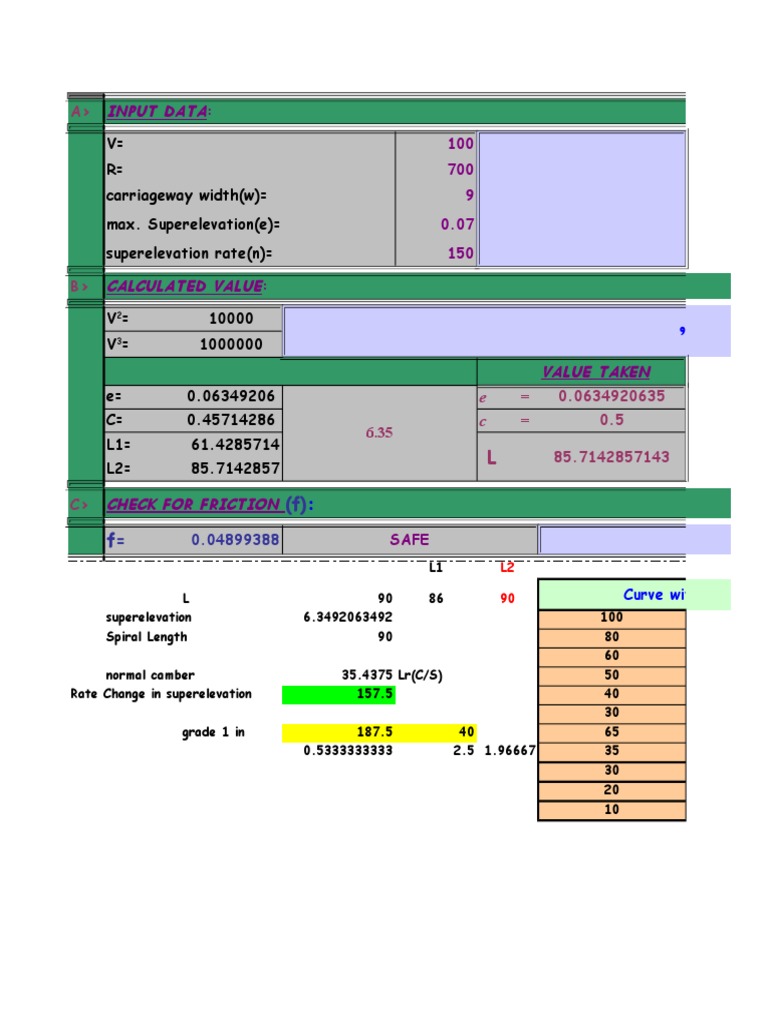 Horizontal Curve Excel Sheet | PDF | Civil Engineering | Transportation ...