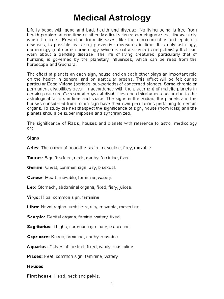 Medical Astrology | PDF | Astrology | Medical Specialties