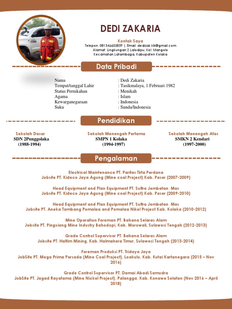Curriculum Vitae - Dedi Zakaria | PDF