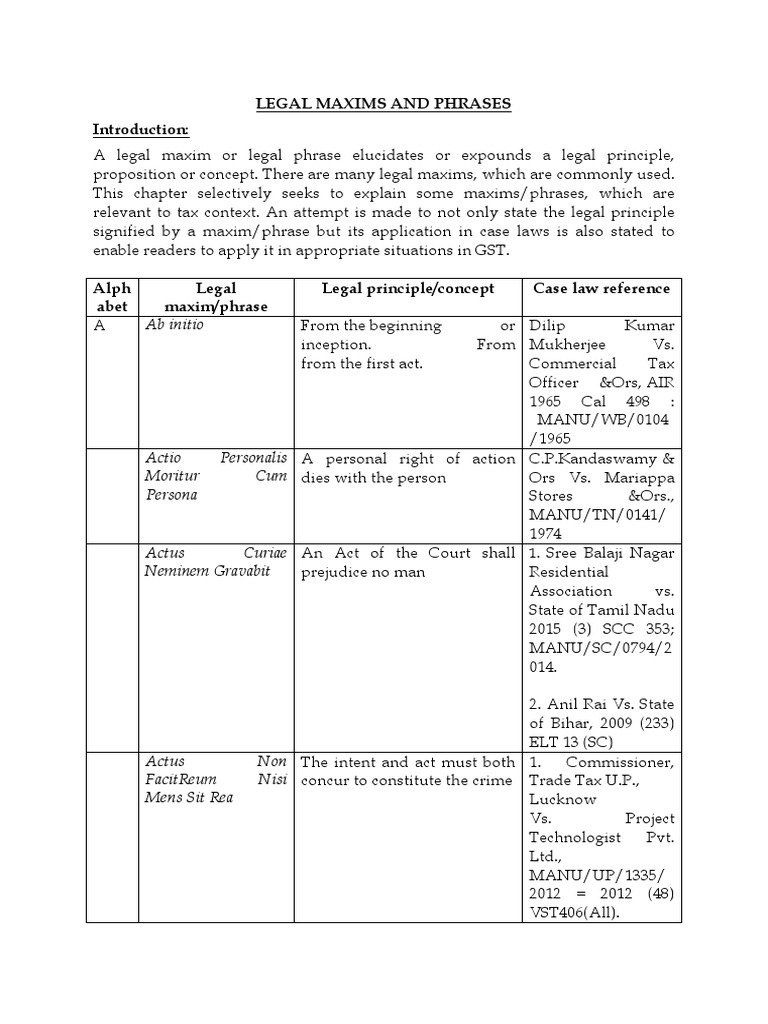 Legal Maxims and Phrases 16jan17 | PDF | Legal Concepts | Government