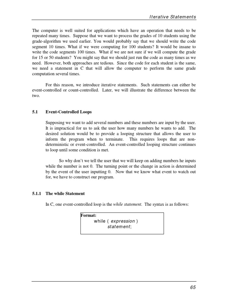 5.1 Event-Controlled Loops: Iterative Statements | PDF | Control Flow ...