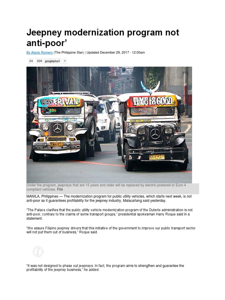 Jeepney Modernization Program Not Anti | PDF | Transport | Economies