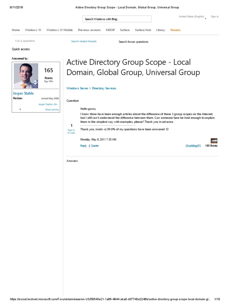 Active Directory Group Scope - Local Domain, Global Group, Universal ...