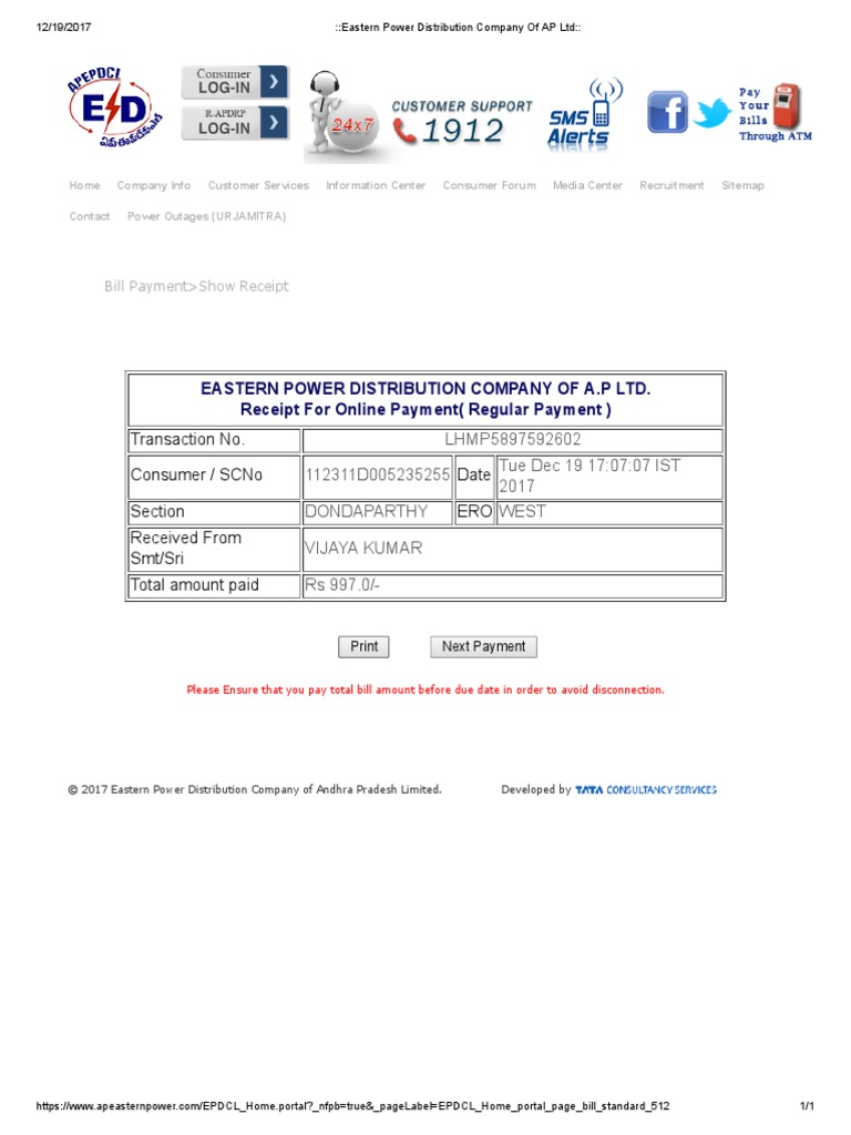 Eastern Power Distribution Company of AP LTD - Nov 17 | PDF