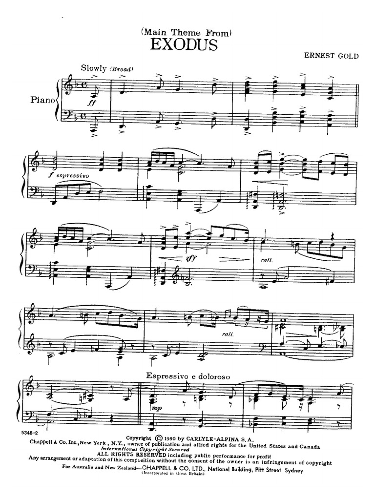 GOLD, ERNEST - Theme Song, From - Exodus - PDF | PDF
