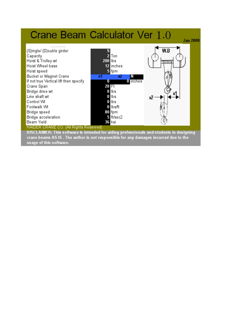 Crane Beam Design Calculator 1.0 | PDF